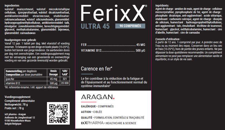 FerixX ULTRA 45 90 Comprimés ixX pharma Fer | Pharmaglobe.lC