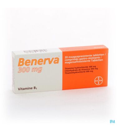 Benerva 300 mg 20 Comprimés Vitamine B1