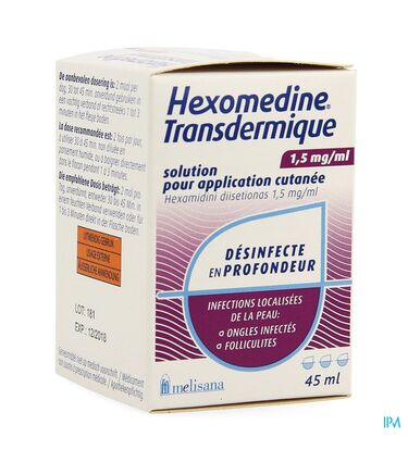 Hexomedine Transdermique 1,5 mg/ml Flacon 45 ml | Pharmaglobe.lu